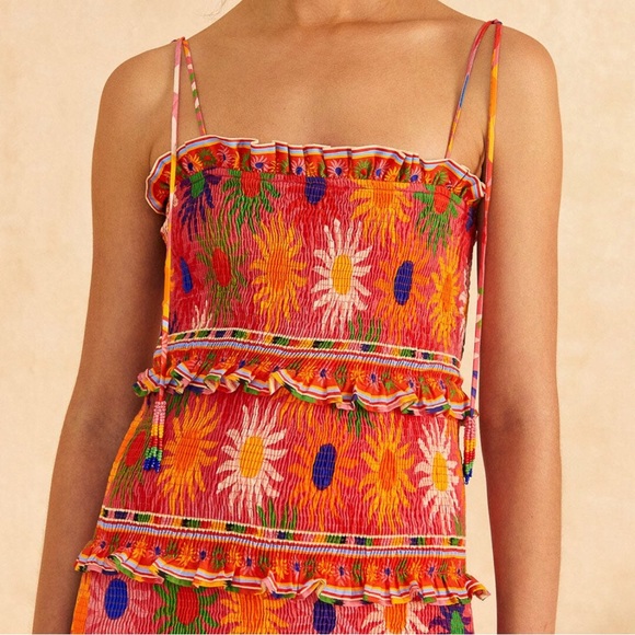FARM Rio | Dresses | Farm Rio Coral Summer Sun Mini Dress | Poshmark